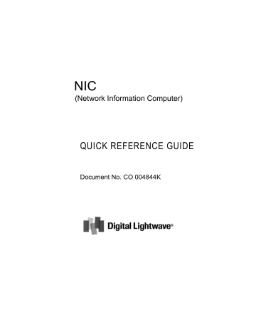 Digital Lightwave NIC Quick Reference Manual | Manualzz