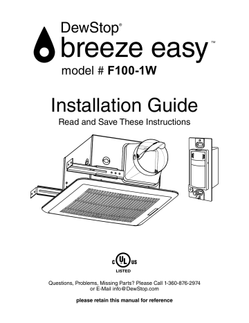 DewStop breeze easy F100-1W Installation Manual | Manualzz