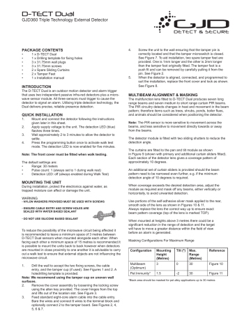 GJD D-Tect Dual GJD360 Manual | Manualzz