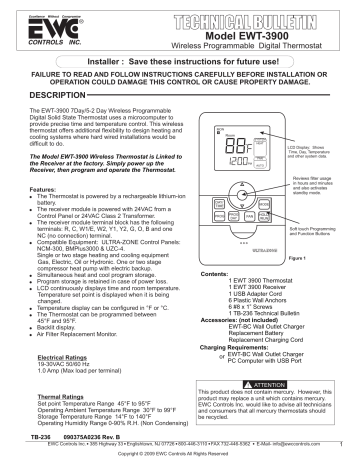 EWC Controls EWT-3900 Ultra-Zone Technical Bulletin | Manualzz