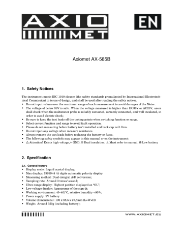 Axio MET ax-585b User Manual | Manualzz