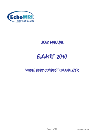 EchoMRI 2010 User Manual | Manualzz