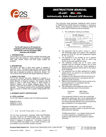 E2S IS-mB1 Minialite Instruction Manual | Manualzz