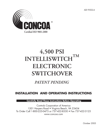 Concoa INTELLISWITCH Installation And Operating Instructions Manual ...