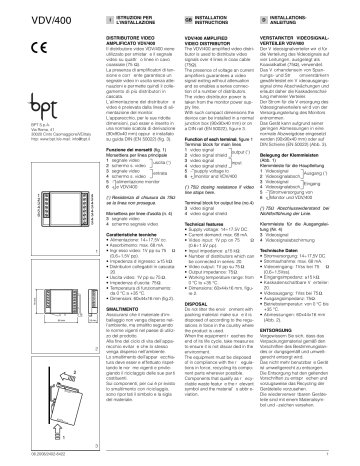 Bpt VDV/400 Installation Instructions | Manualzz