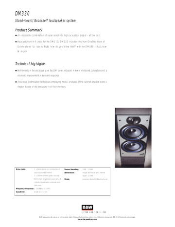 Bowers & Wilkins DM330 Specification Sheet | Manualzz