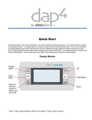 Data Aire dap4 touch Quick Start Manual | Manualzz