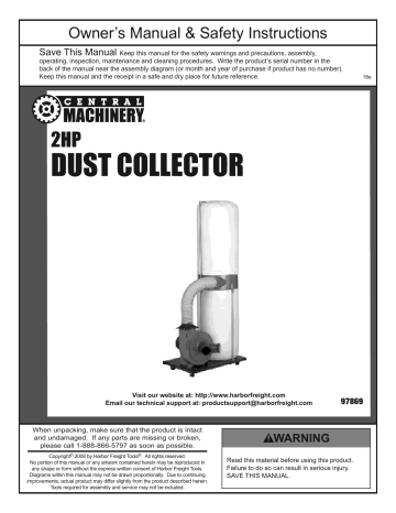 Central Machinery 97869 Owner's Manual | Manualzz