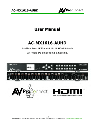AVProConnect AC-MX1616-AUHD User Manual | Manualzz