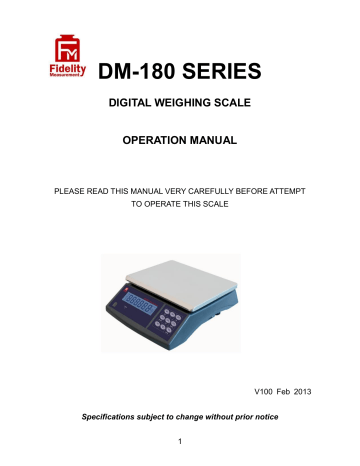 Fidelity Measurement DM-180 SERIES Operation Manual | Manualzz