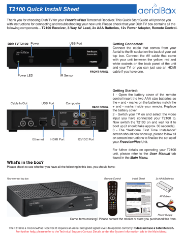 AerialBox t2100 Quick Install Sheet | Manualzz