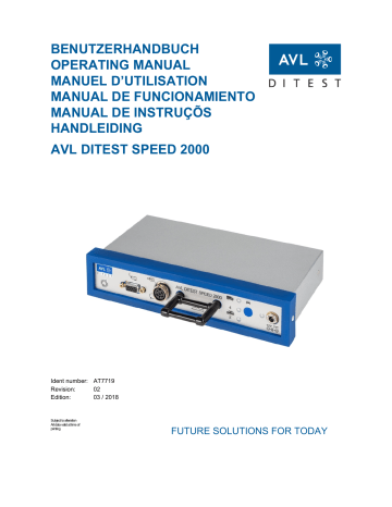 AVL DITEST Speed 2000 Operating Manual | Manualzz