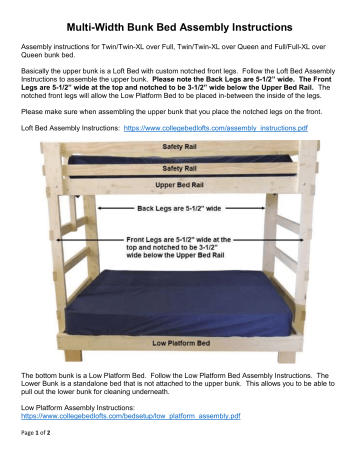 College Bed Lofts Multi-Width Bunk Bed Assembly Manual | Manualzz