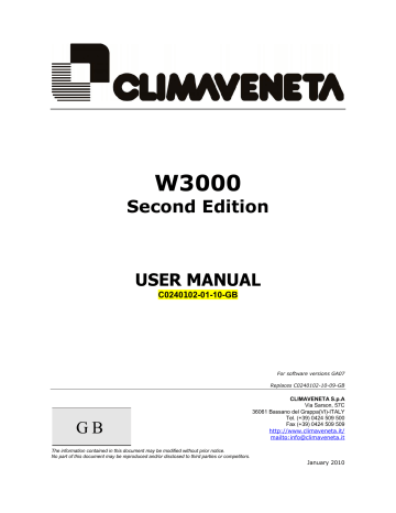 CLIMAVENETA W3000 compact User Manual | Manualzz