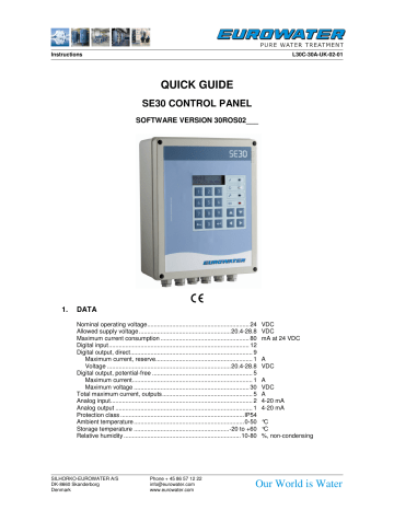 Eurowater SE 30 Quick Manual | Manualzz