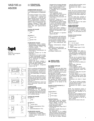 Bpt VAS/100.20 Installation Instructions | Manualzz