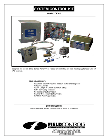 Field Controls 46149200, CK-62 Instructions Manual | Manualzz