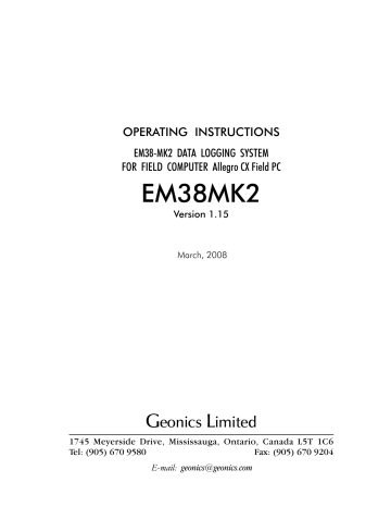 Geonics Limited EM38-MK2 Operating Instructions Manual | Manualzz
