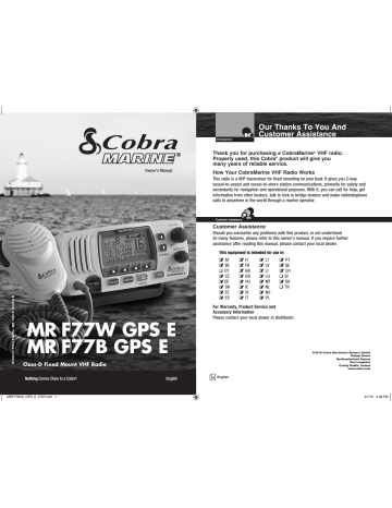 Cobra Marine MR F77B GPS E, MR F77W GPS E Owner's Manual | Manualzz