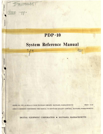 Digital Equipment PDF-10 System Reference Manual | Manualzz