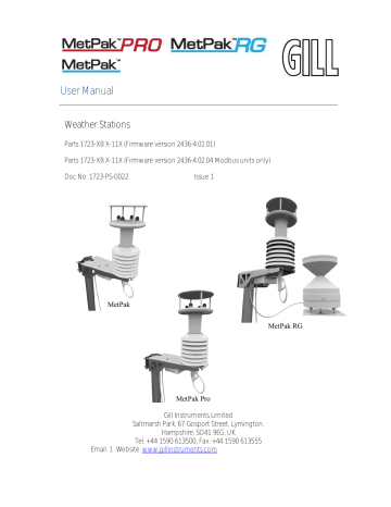 Gill Instruments MetPak PRO, MetPak RG User Manual | Manualzz