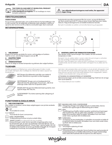 Whirlpool OMK38HU0X Oven Brugermanual | Manualzz