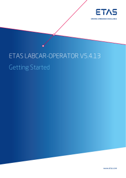 ETAS LABCAR-OPERATOR - Getting Started, Getting started guide, User Guide, User's Guide ...