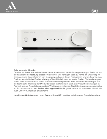 argon audio SA1 AMPLIFIER Bedienungsanleitung | Manualzz