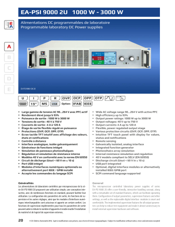 Elektro-Automatik EA-PSI 9040-120 2U HS Lab power supply 0...40V/0...120A Datasheet | Manualzz