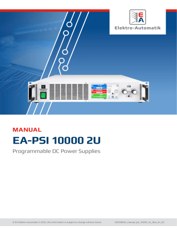 Elektro-Automatik EA-PSI 11500-06 2U DC Laboratory Power Supply Owner's Manual | Manualzz