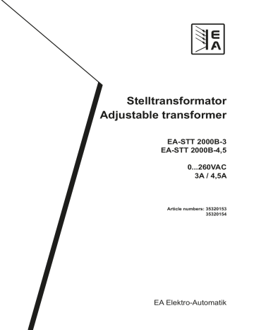Elektro-Automatik EA-STT 2000B-4.5 Transformer 0..260V / 4.5 Owner's Manual | Manualzz
