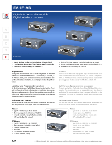 Elektro-Automatik EA-IF-AB-ECT EtherCAT-Interface Datasheet | Manualzz