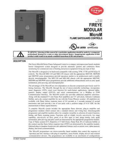 Fireye MicroM Controller Installation Manual | Manualzz