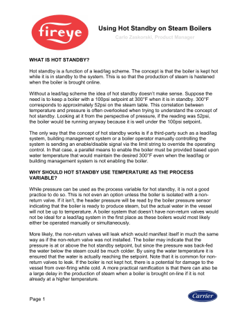 Fireye Hot Standby on Steam Boilers Service Guide | Manualzz