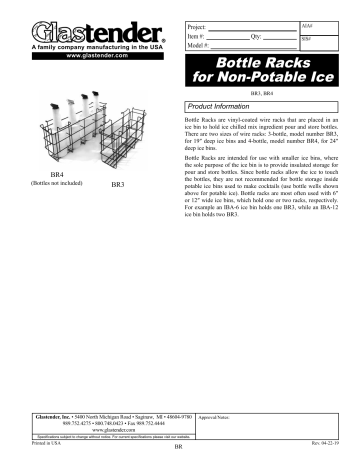 Glastender BR Specification | Manualzz