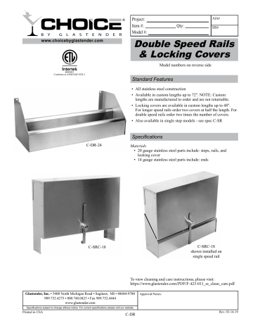 Glastender C-DR Specification | Manualzz