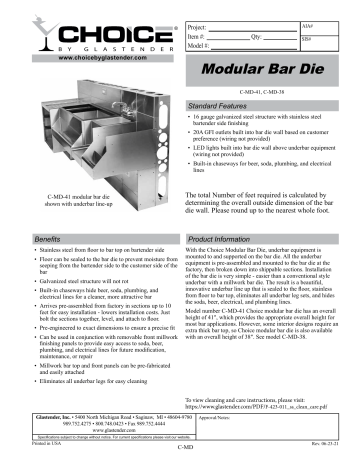 Glastender C-MD Specification | Manualzz