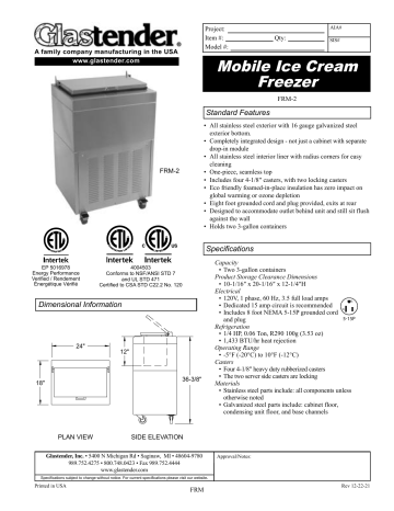 Glastender FRM Specification | Manualzz