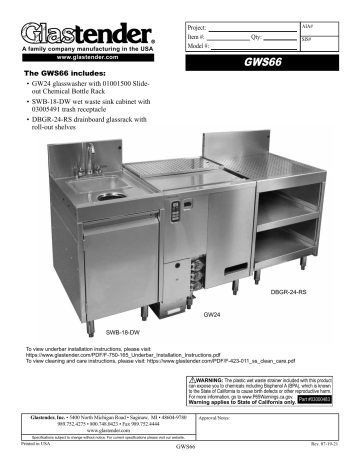 Glastender GWS66 Specification | Manualzz