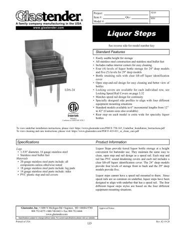 Glastender LD Specification | Manualzz