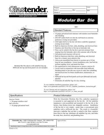 Glastender MD Specification | Manualzz