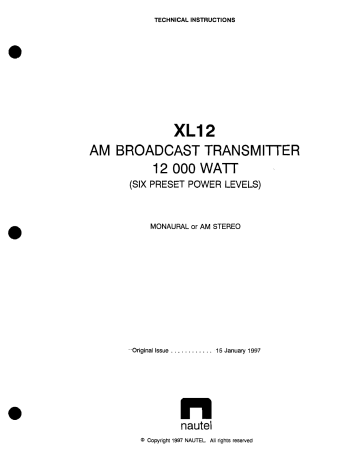 Nautel XL12 Technical Manual | Manualzz