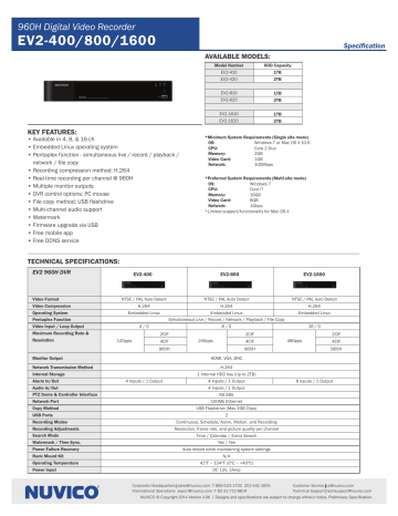 Nuvico EV2-400 800 1600 Datasheet | Manualzz