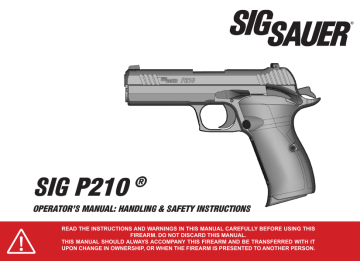 Sig Sauer P210 Pistol Owner's Manual | Manualzz