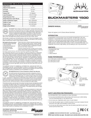 Sig Sauer BUCKMASTERS 1500 Owner's Manual | Manualzz