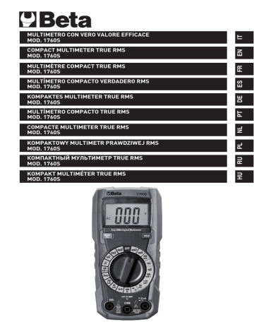 Beta 1760S Compact digital multimeter Mode d'emploi | Manualzz