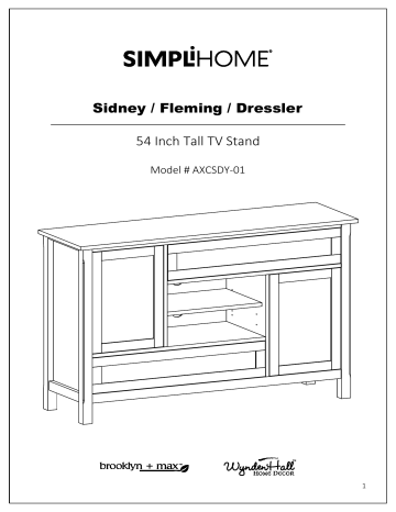 Simpli Home AXCSDY-01 Tall TV Stand Assembly Instructions | Manualzz