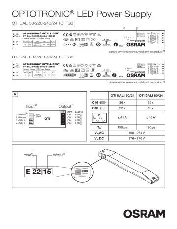 Osram OTi DALI 50/220-240/24 1CH G3 Manual de utilizare | Manualzz