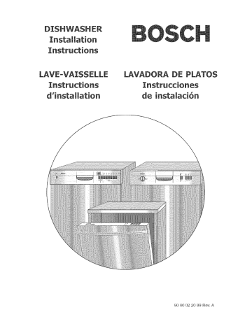 Bosch SHX36L05UC/18 Dishwasher installation Guide | Manualzz
