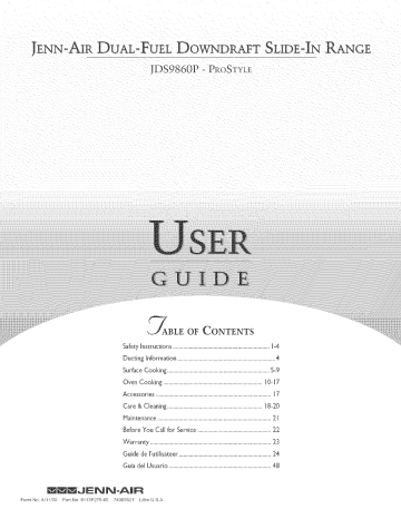 Jenn-Air JDS9860AAP Dual-Fuel Slide-In Range Owner's Manual | Manualzz